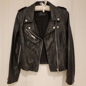 Zara | Jackets & Coats | Zara Genuine Leather Motor Jacket Size S Black ...